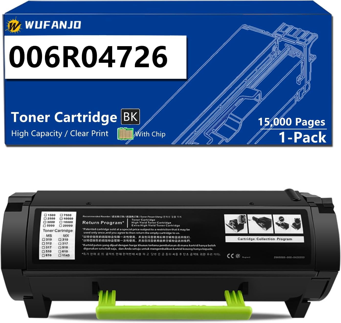 006R04726 6R04726 Black Toner Cartridge Compatible for Xerox B410 for ...