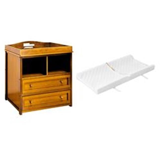 008O-554 Leila 2-Drawer Changing Table with Contoured Changing Pad, Oak ...