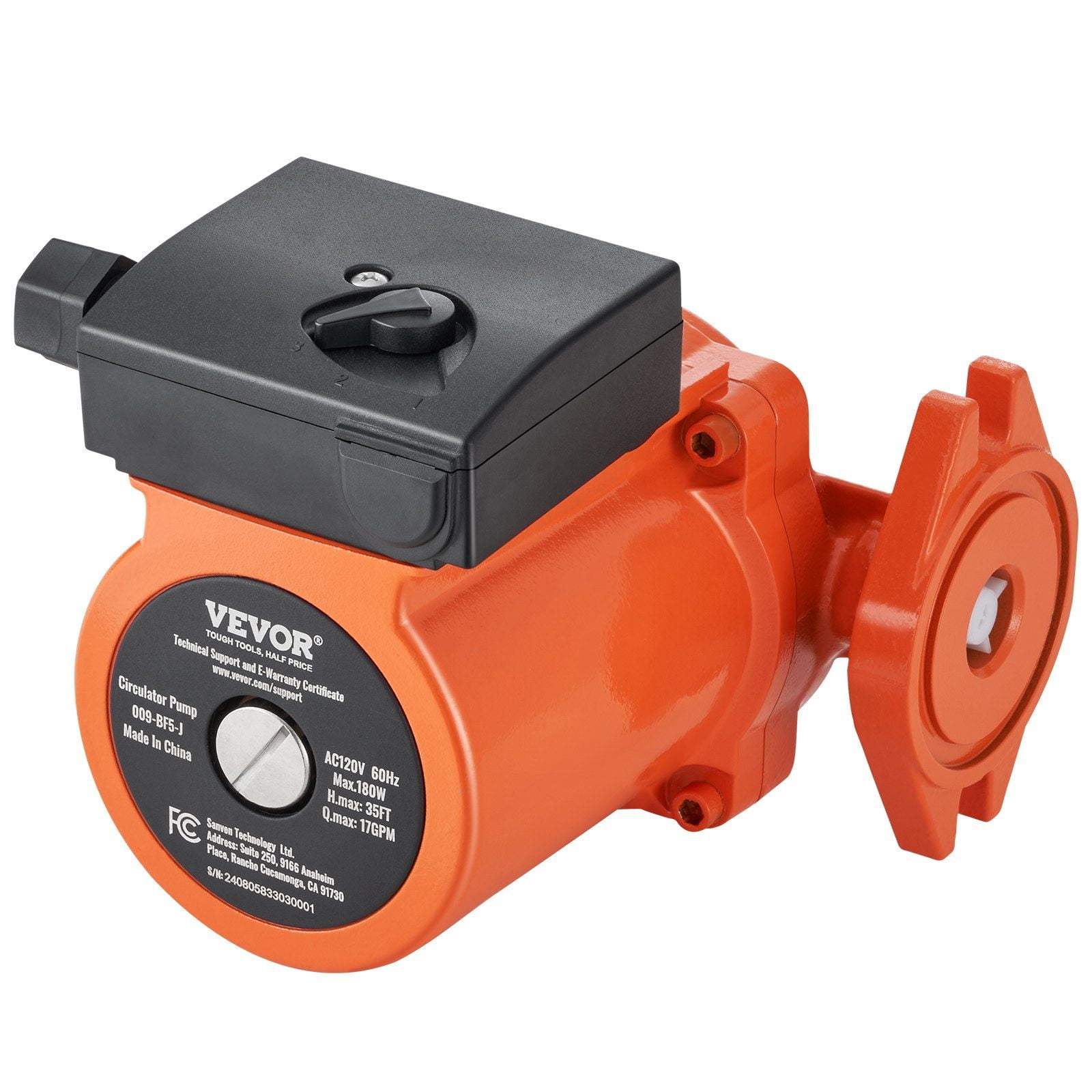 009-BF5-J Hot Water Circulation Pump 110V 180W 17 GPM Recirculating ...