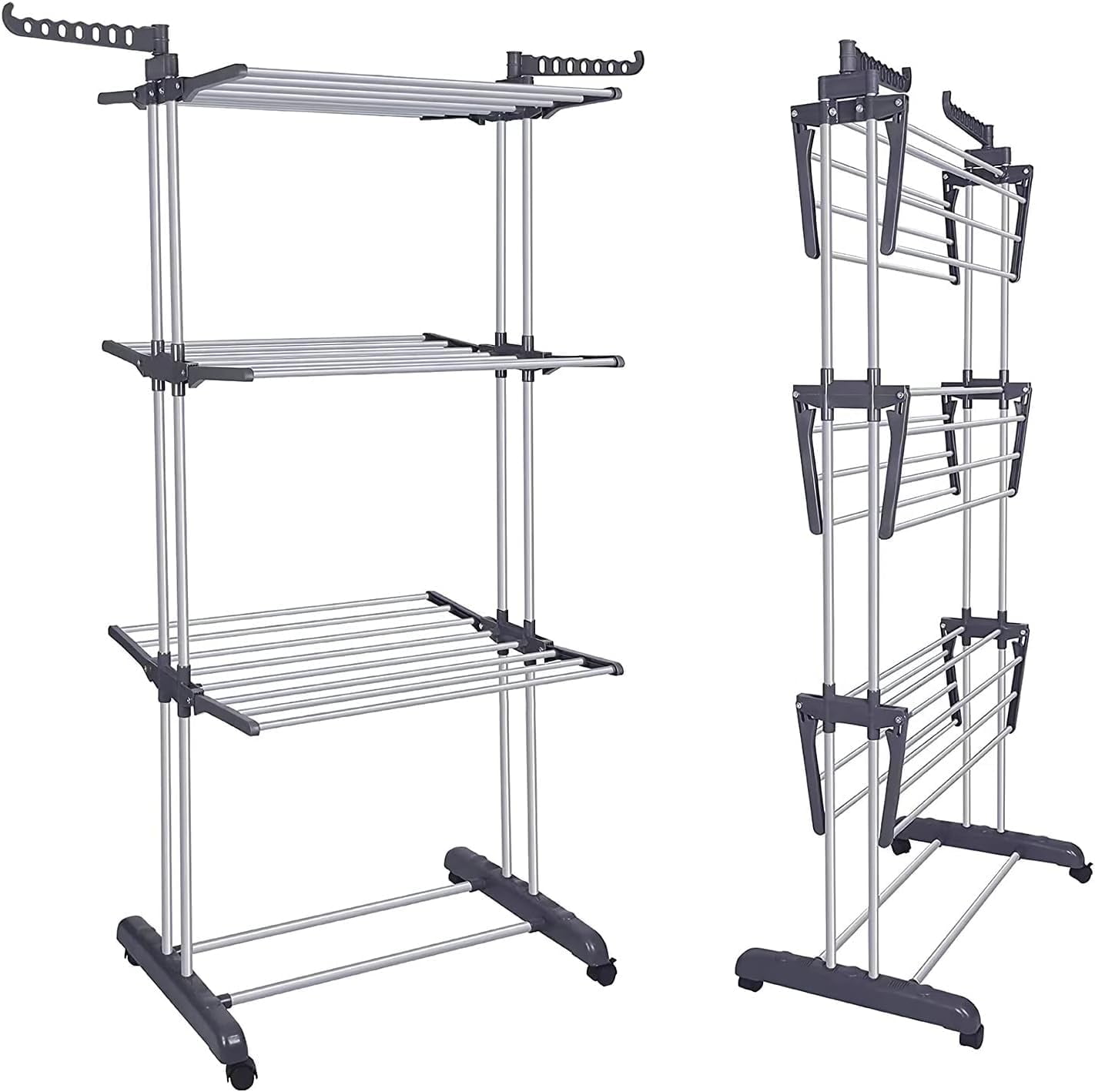 00Clothes Drying Rack, Oversized 4-Tier(67.7" High) Foldable Stainless ...