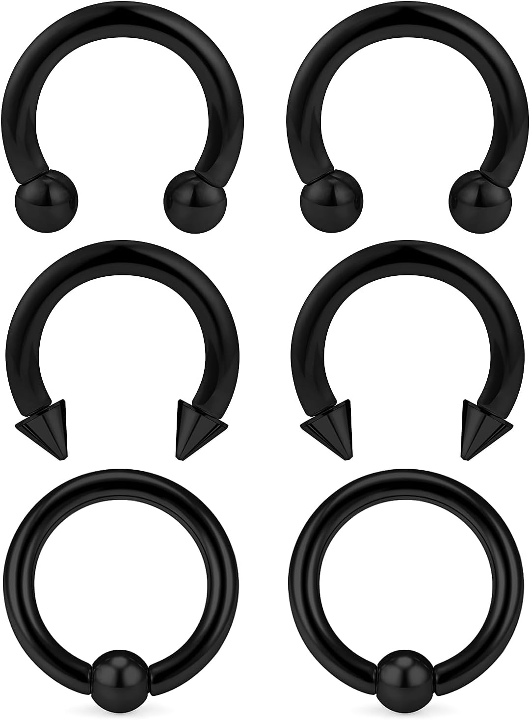00G 0G 2G 4G 6G 8G 10G 12G 14G 16G Septum Rings Silver Black Surgical ...