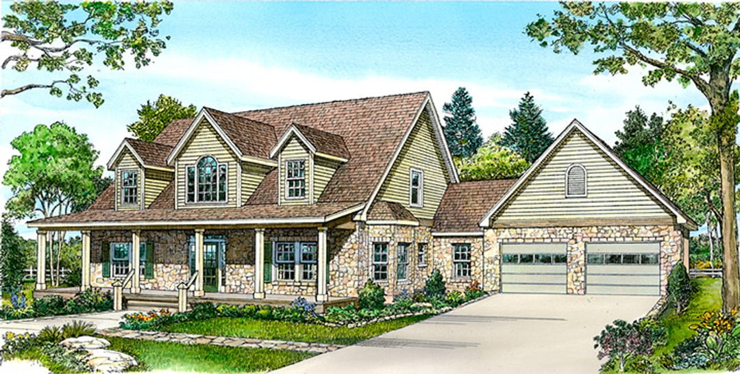 010-351: Traditional Country 3 Bed, 3 Bath Luxury Home Plan, 2728 Sq Ft: Full Blueprints with ...