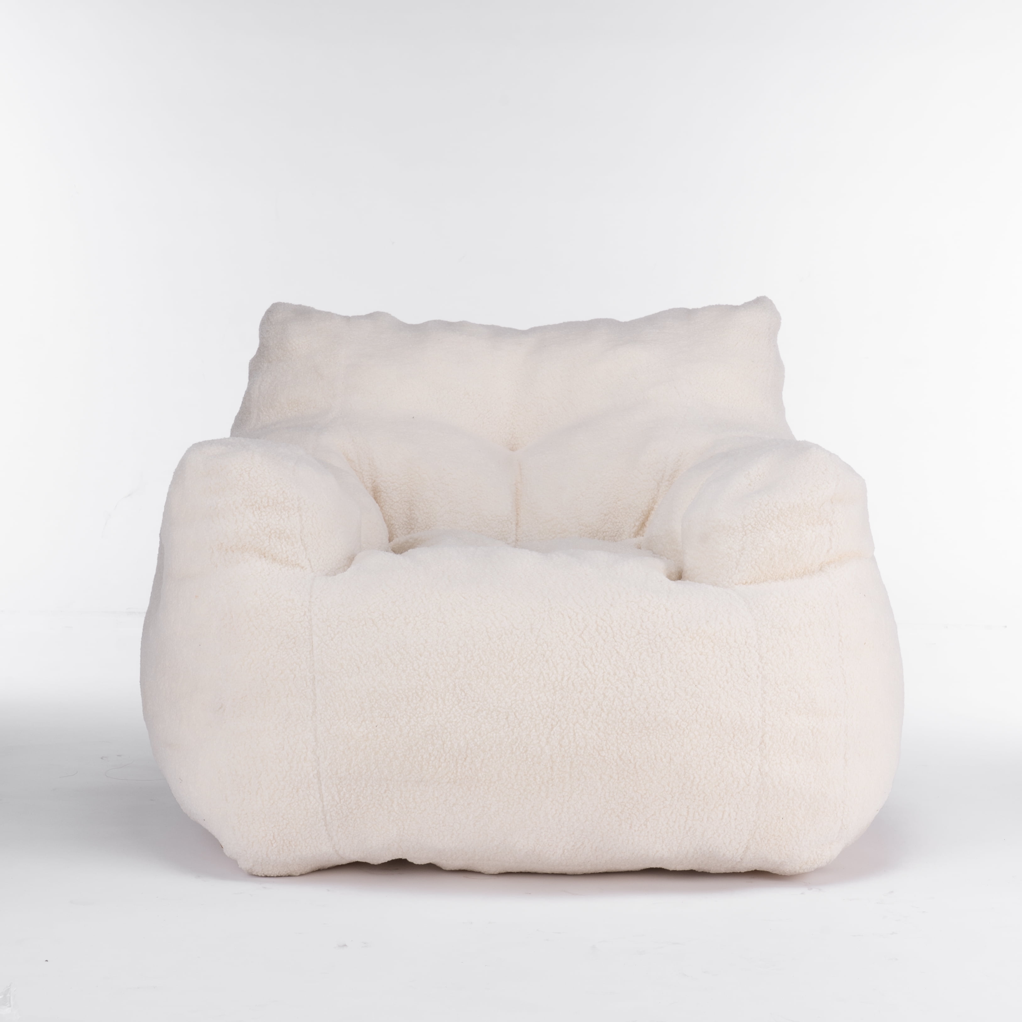010-Soft Teddy Fabric Tufted Foam Bean Bag Chair With Teddy Fabric ...