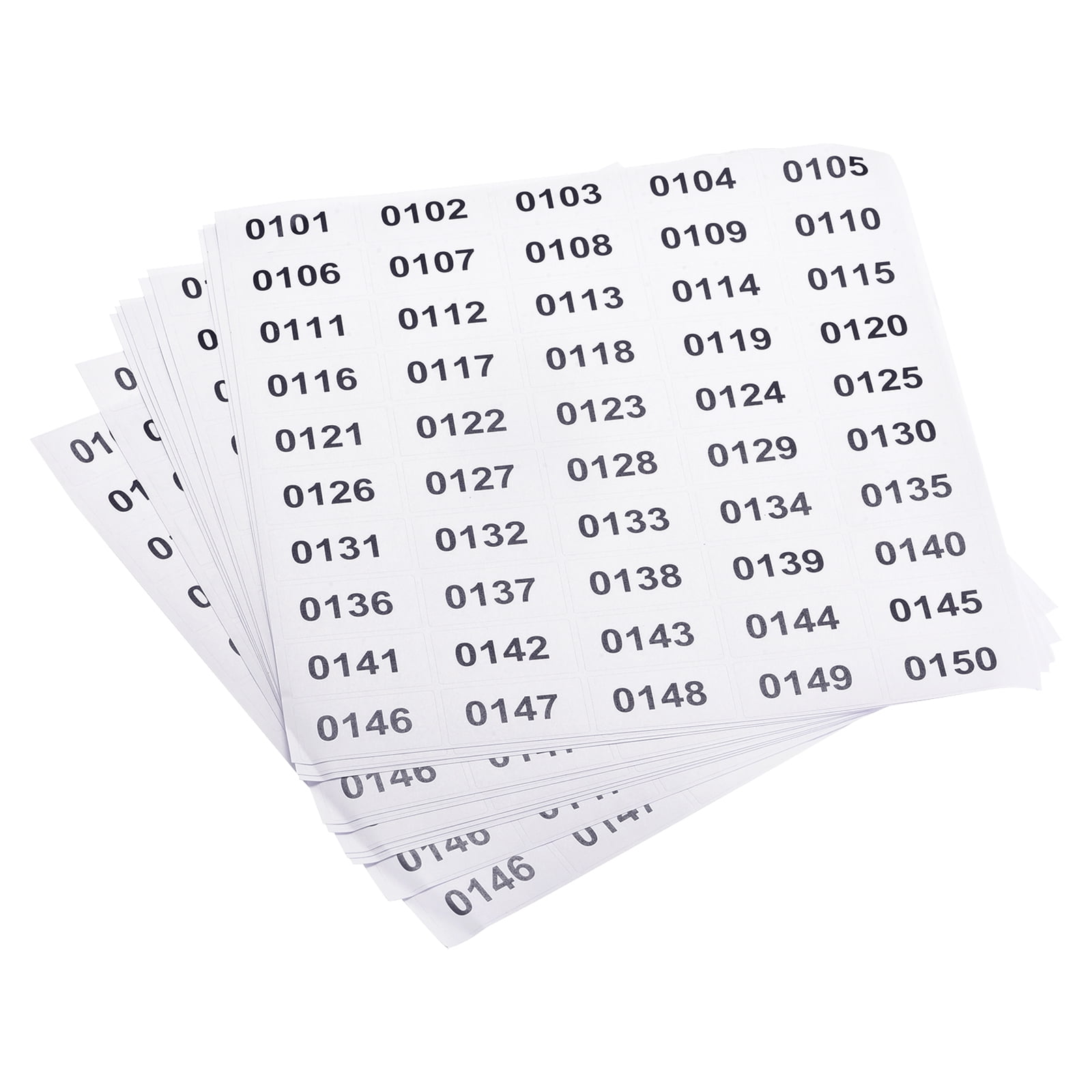 0101 to 0150 Consecutive Number Stickers Inventory Label Sheets for ...