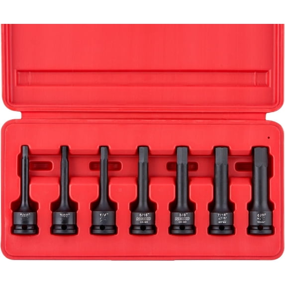 01131B 3/8-Inch-Drive Allen Socket Set, 3-Inch Length, 3/8-Inch Impact ...