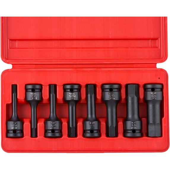 01137B 1/2-Inch-Drive Allen Socket Set, 3-Inch Length, 1/2-Inch Impact ...