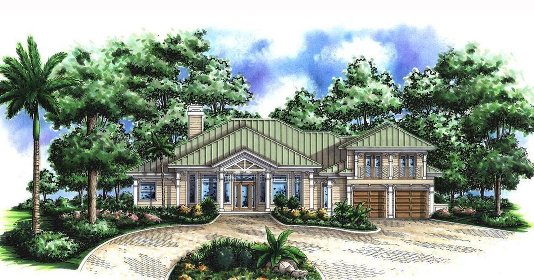 014-3643: Beach & coastal CMU 4 Bed, 4 Bath Luxury Home Plan, 3643 Sq Ft: Full Blueprints with ...