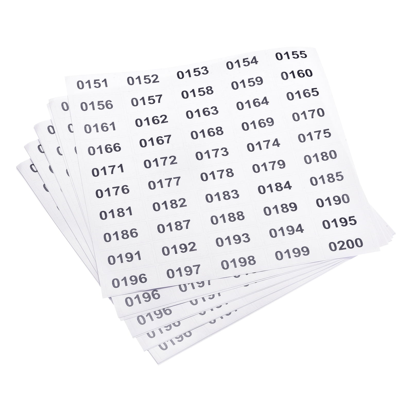 0151 to 0200 Consecutive Number Stickers Inventory Label Sheets for ...