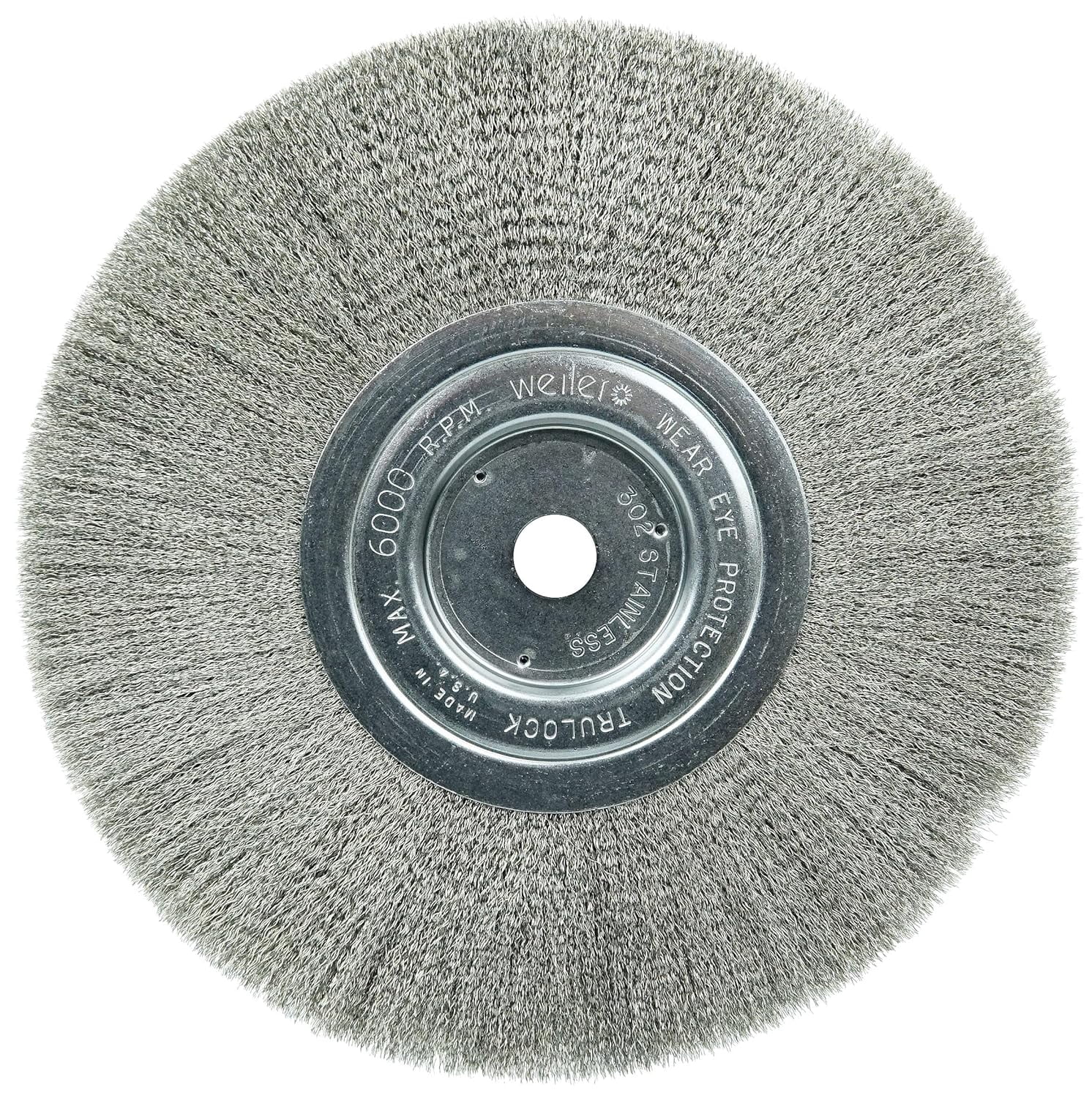 01775 8" Narrow Face Crimped Wire Wheel, .006" Stainless Steel Fill, 5/ ...