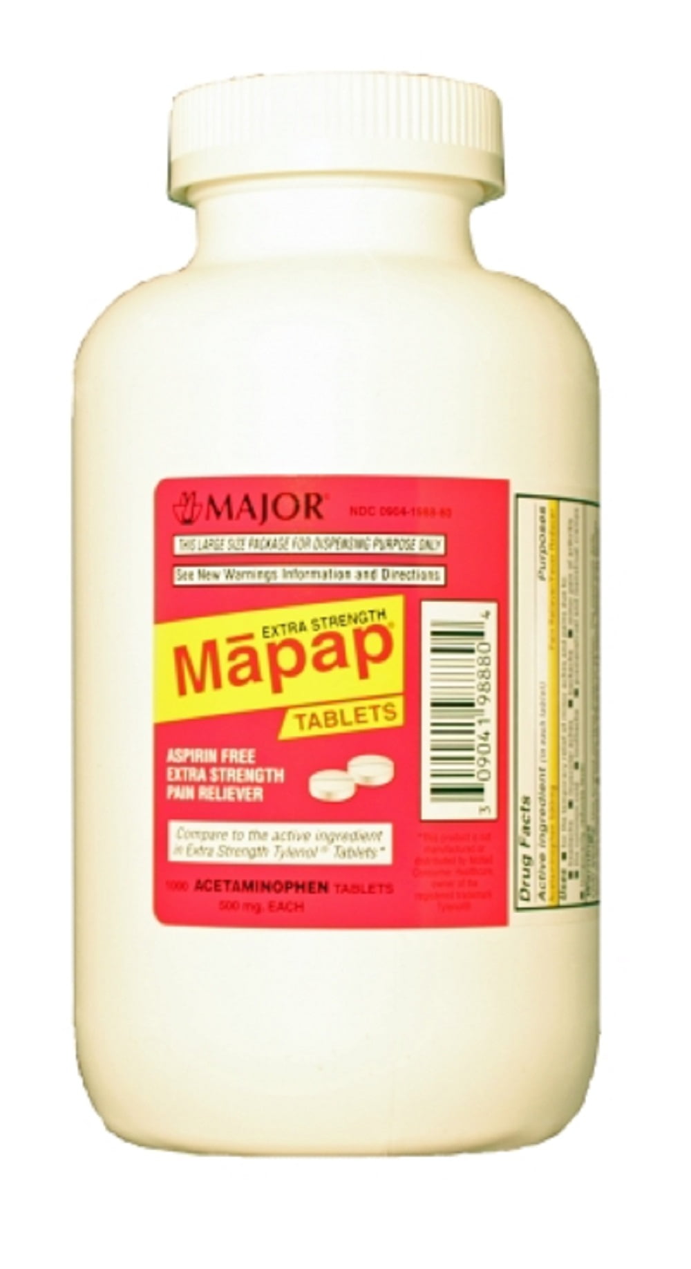 019MJRX MAJOR MAPAP 500MG TAB ACETAMINOPHEN-500 MG White 1000 TABLETS ...