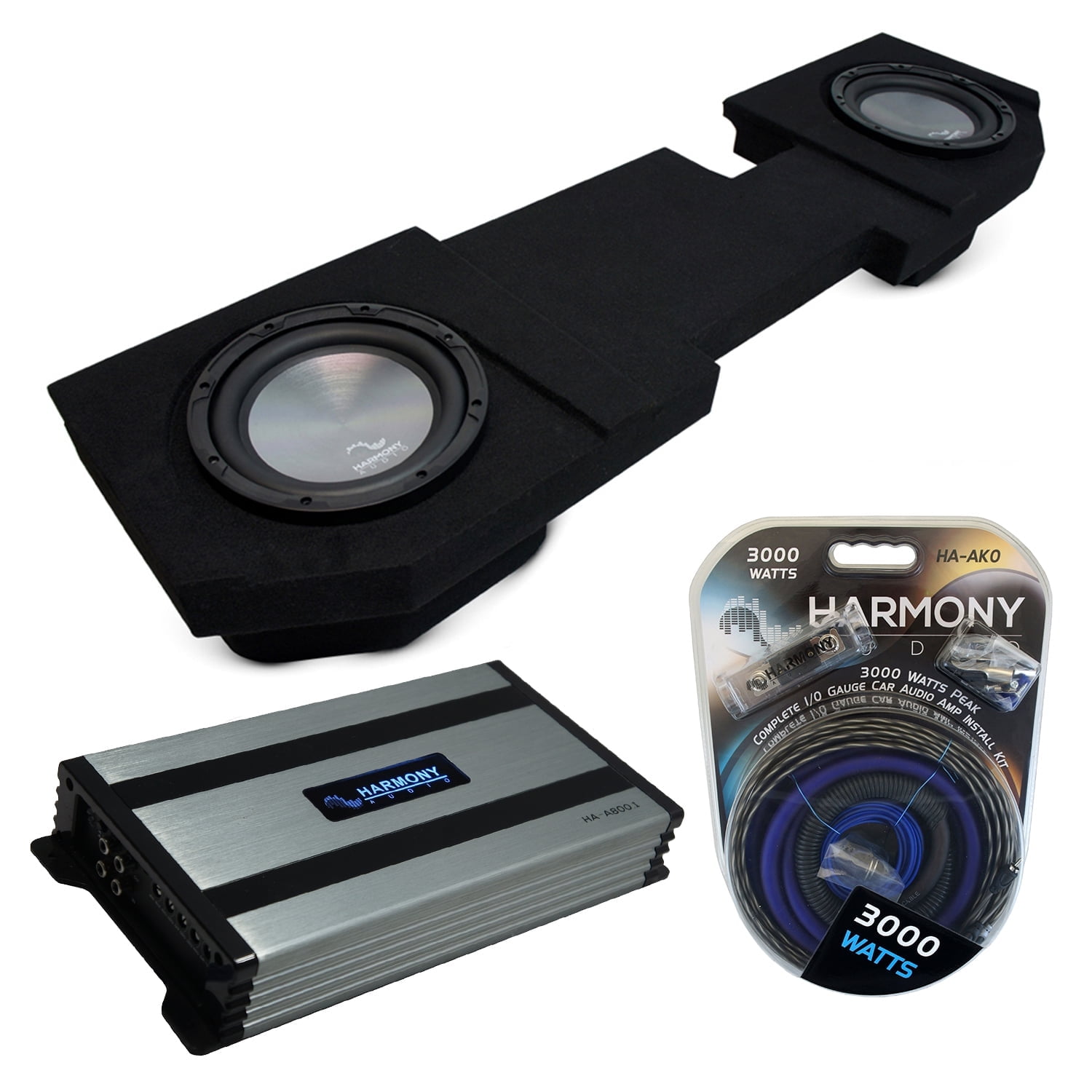 02-18 Fits Dodge Ram Quad or Crew Harmony A122 Dual 12" Sub Box & HA ...
