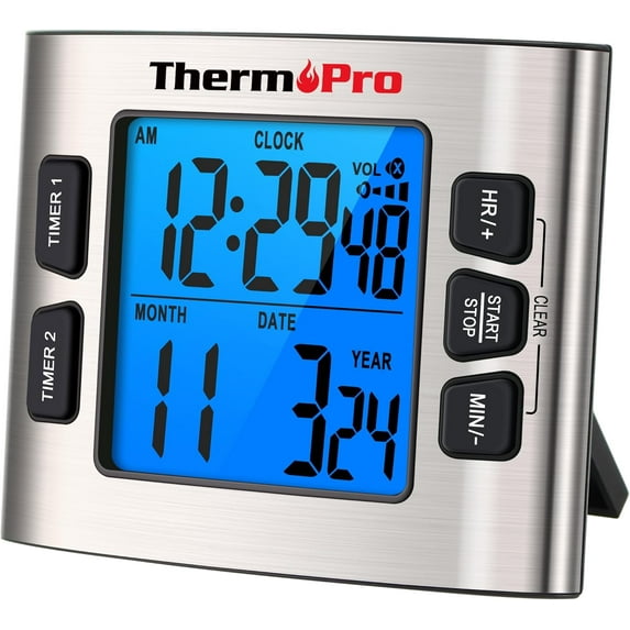 02 24 Hours Digital Timer with Dual Kitchen Timers for Cooking, Stop ...