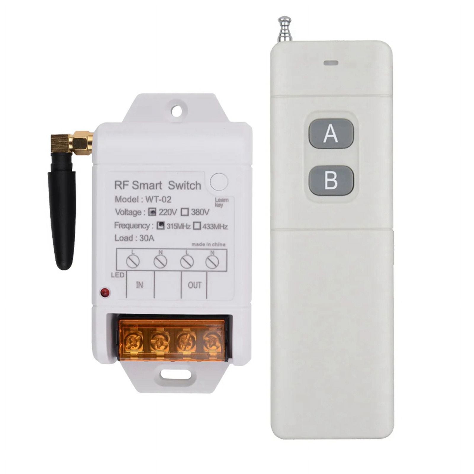 -02 AC 220V 1CH 30A Relay Wireless Remote Control Switch 433mhz ...