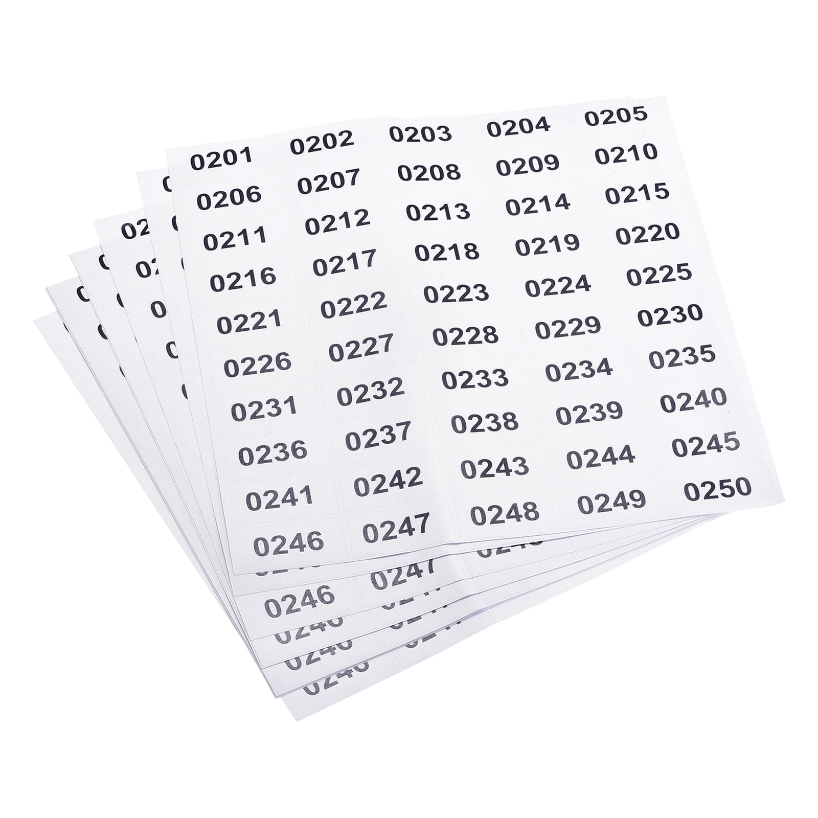 0201 to 0250 Consecutive Number Stickers Inventory Label Sheets for ...