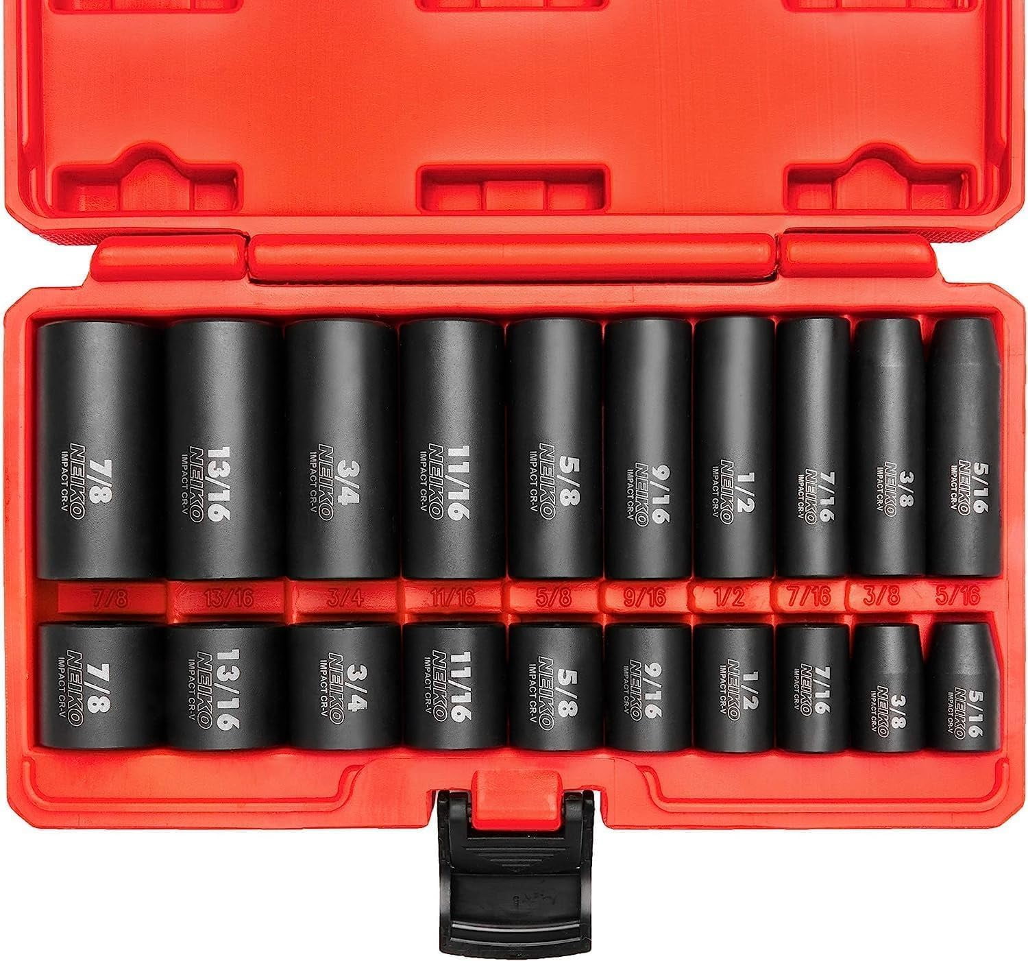 02434A 3/8-Inch-Drive Standard and Deep Impact Socket Set, 6-Point ...