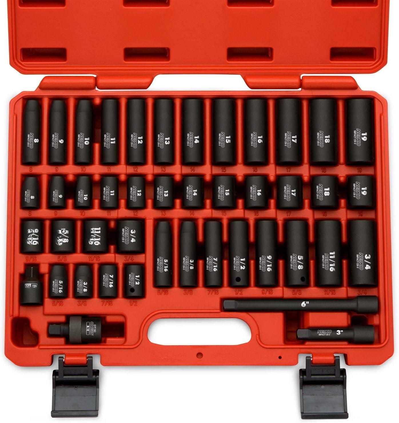 02440A 3/8-Inch-Drive Impact Socket Set, Sizes 5/16" to 3/4" and Metric ...