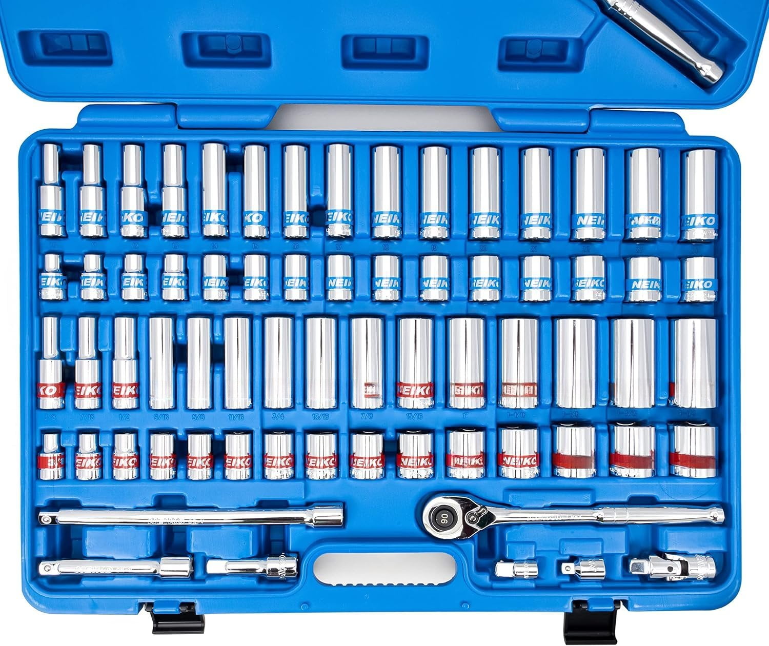 02479A 1/2 Inch-Drive Colored Mechanics Tool Ratchet, Socket Set, 68 ...