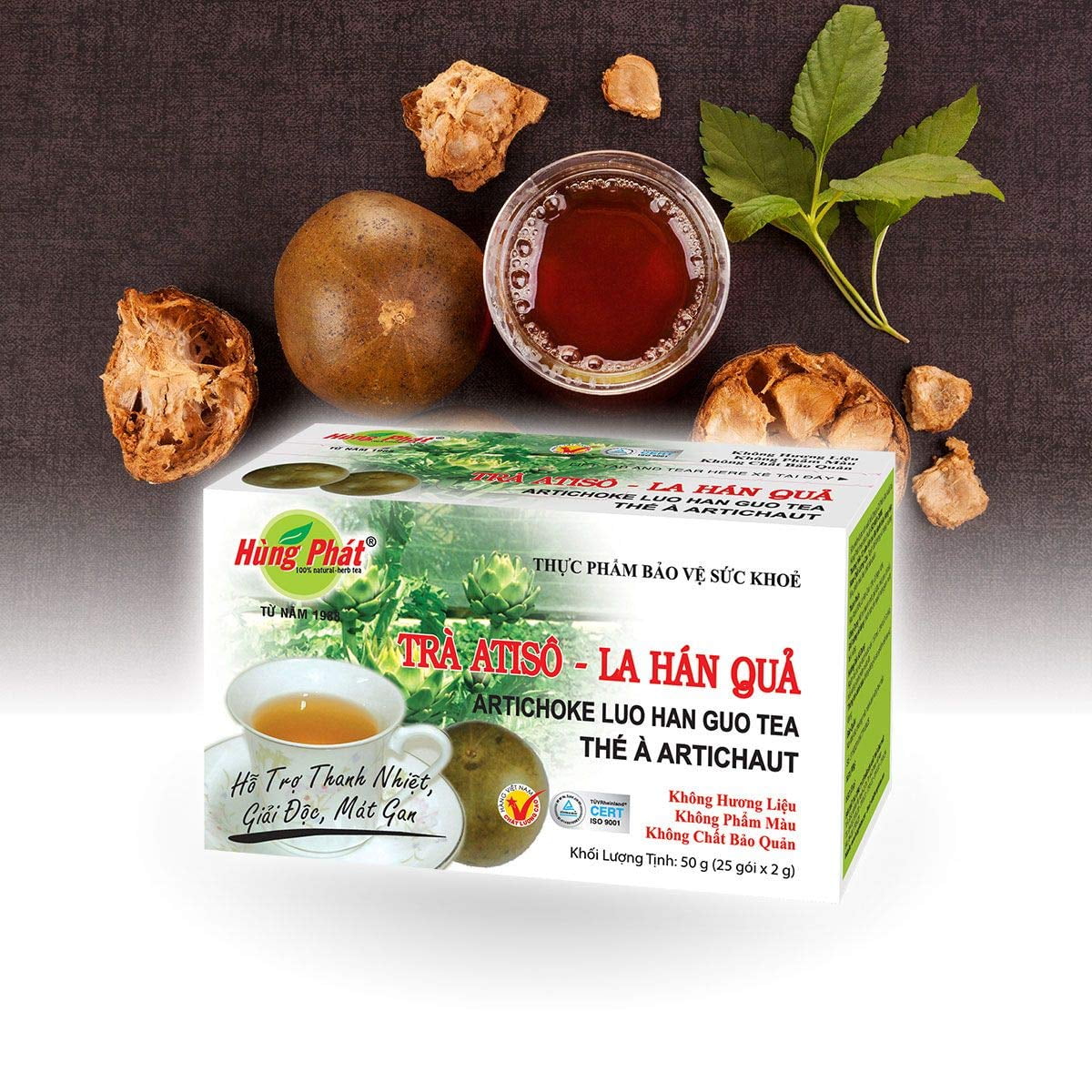 02Boxes (25 Teabags/box x 2g) - Han Fruit Artichoke Tea Hung Phat - Tra ...
