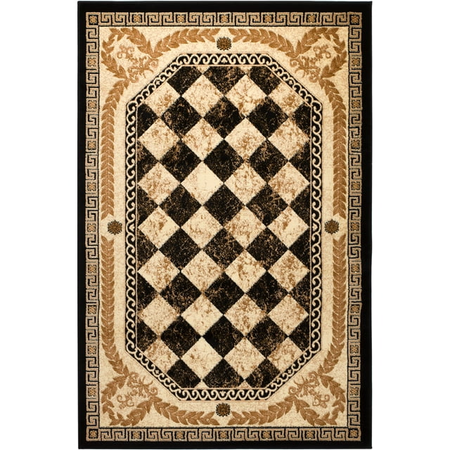 #033 SUM; Harlequin (Black Diamond) Design Area Rug; Traditional Design ...