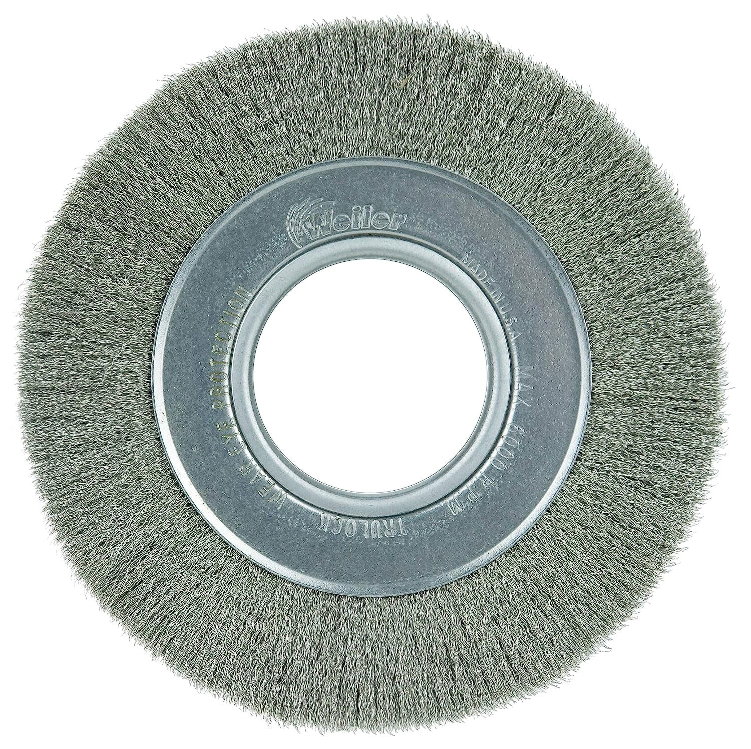 03480 6" Wide Face Crimped Wire Wheel, .006" Stainless Steel Fill, 2 ...