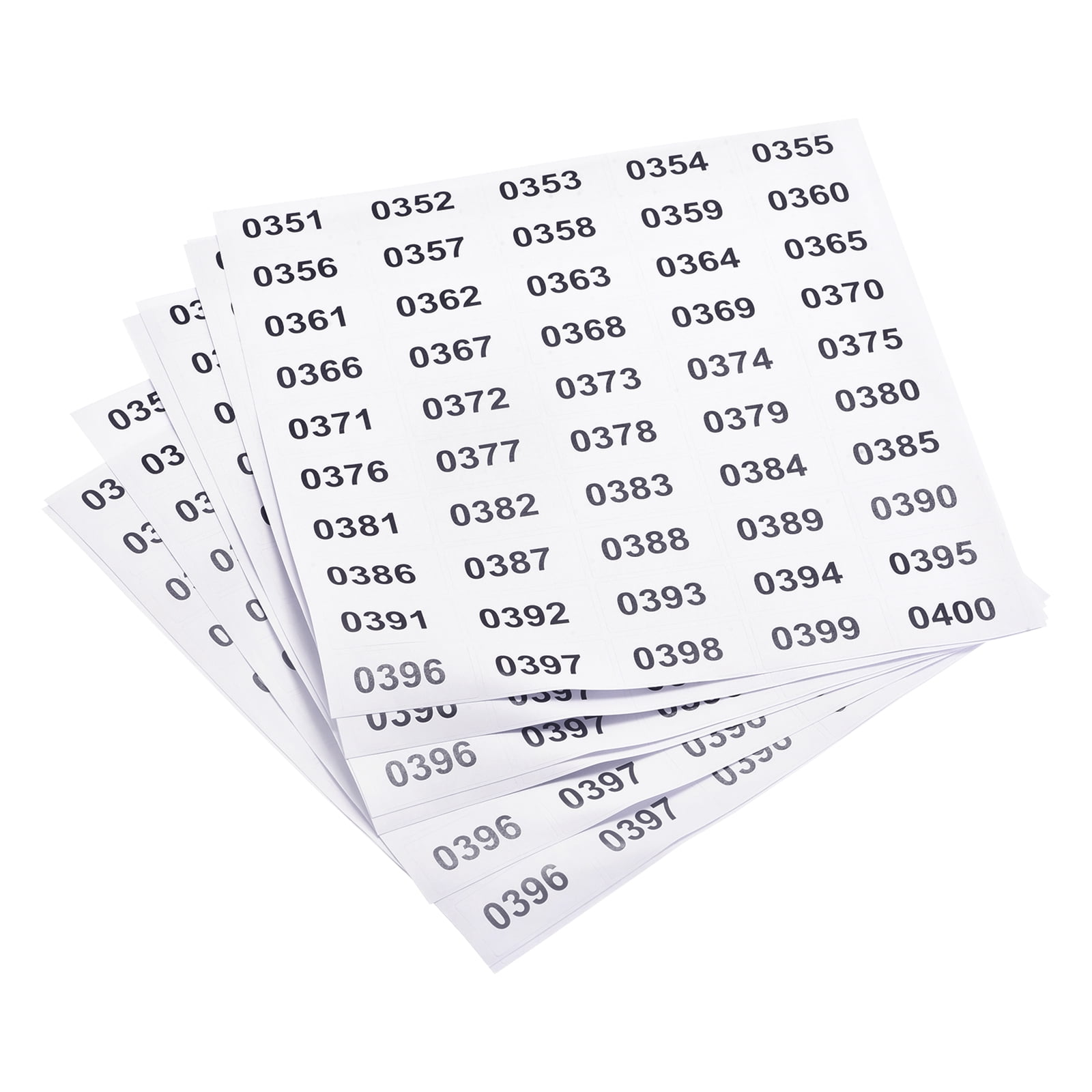 0351 to 0400 Consecutive Number Stickers Inventory Label Sheets for ...