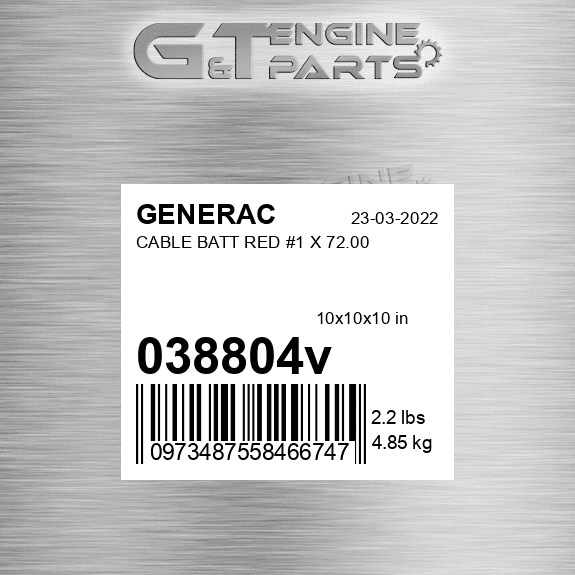 038804V CABLE BATT RED #1 X 72.00 fits GENERAC (New OEM) - Walmart.com