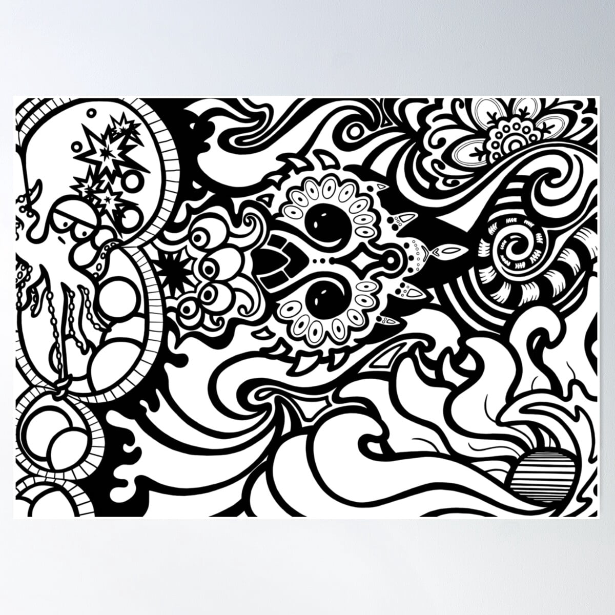 04 - Coloring Book Page Poster Wall Art, Modern Wall Decor For Living ...