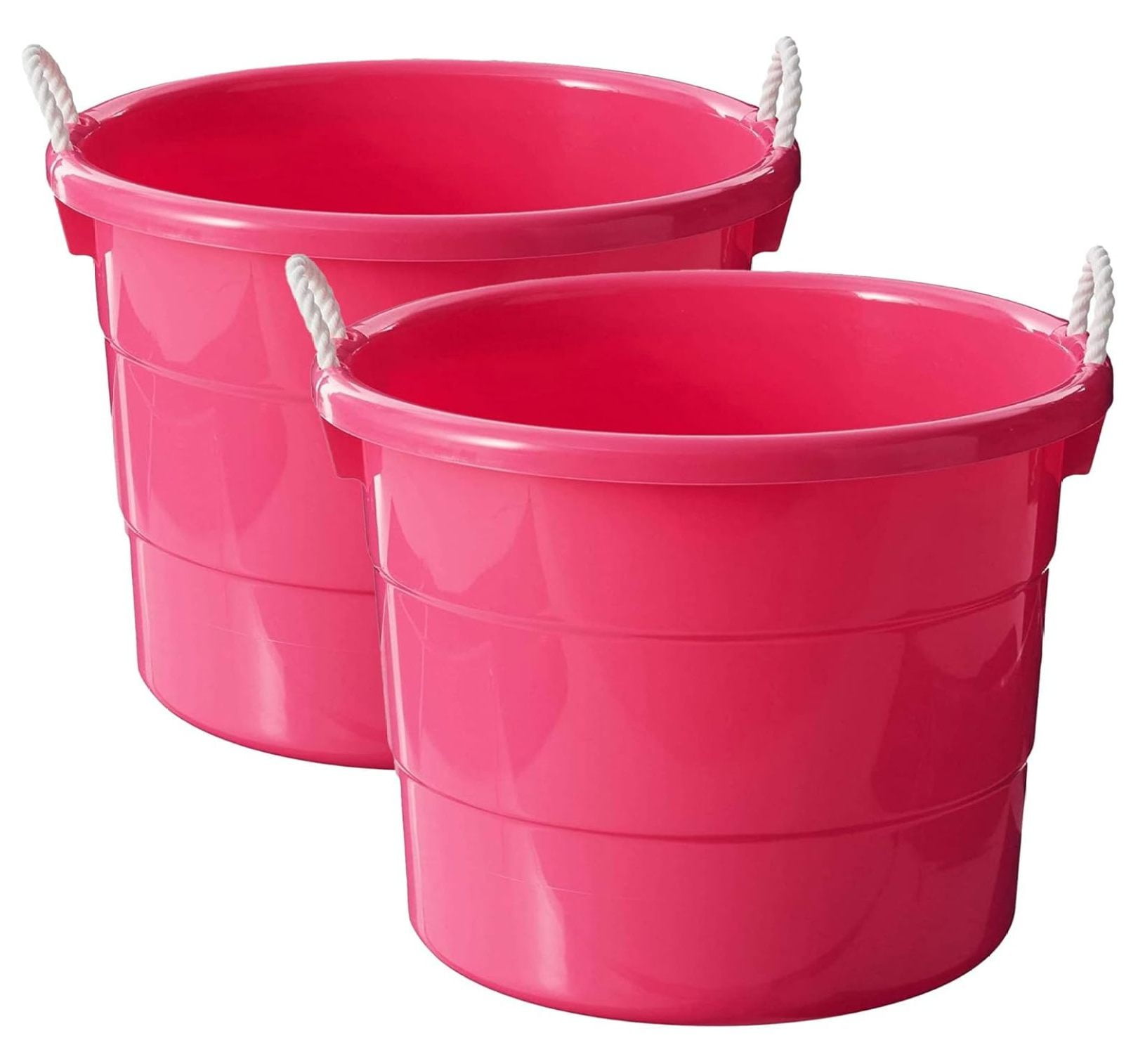 0402PKDC Stackable Plastic 18 Gallon Utility Storage Container Bucket Tubs with Rope Handles ...