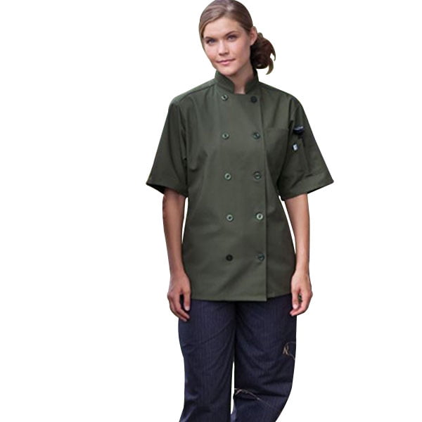 0415-6505 Extra Large Short Sleeve Chef Coat in Olive - Walmart ...