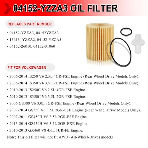 04152-YZZA3 04152YZZA3 Oil Filter With Oil Drain Gasket Compatible ...