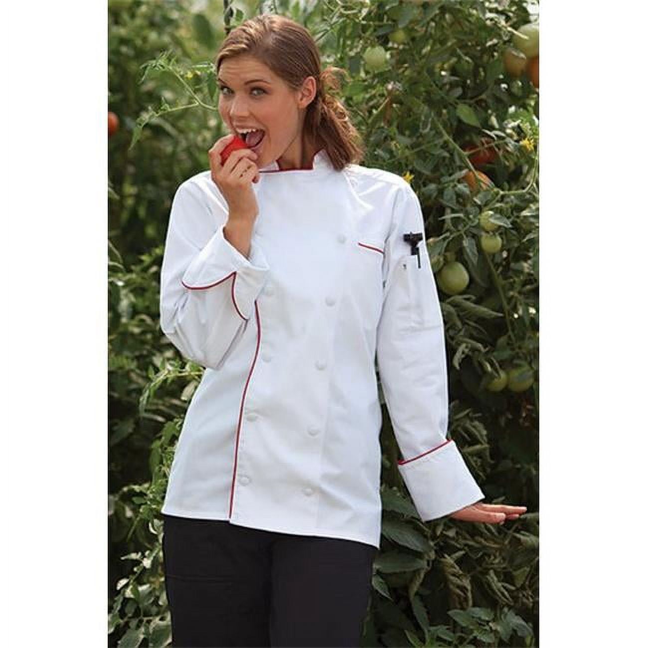 0432-4608 Murano Chef Coat in White with Red Piping - 4XLarge - Walmart.com