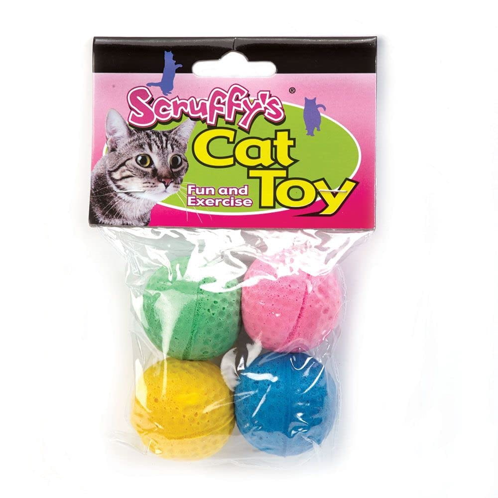04467 Scruff'S Colorful Kitty Springy Foam Sponge Balls (4 Pack ...