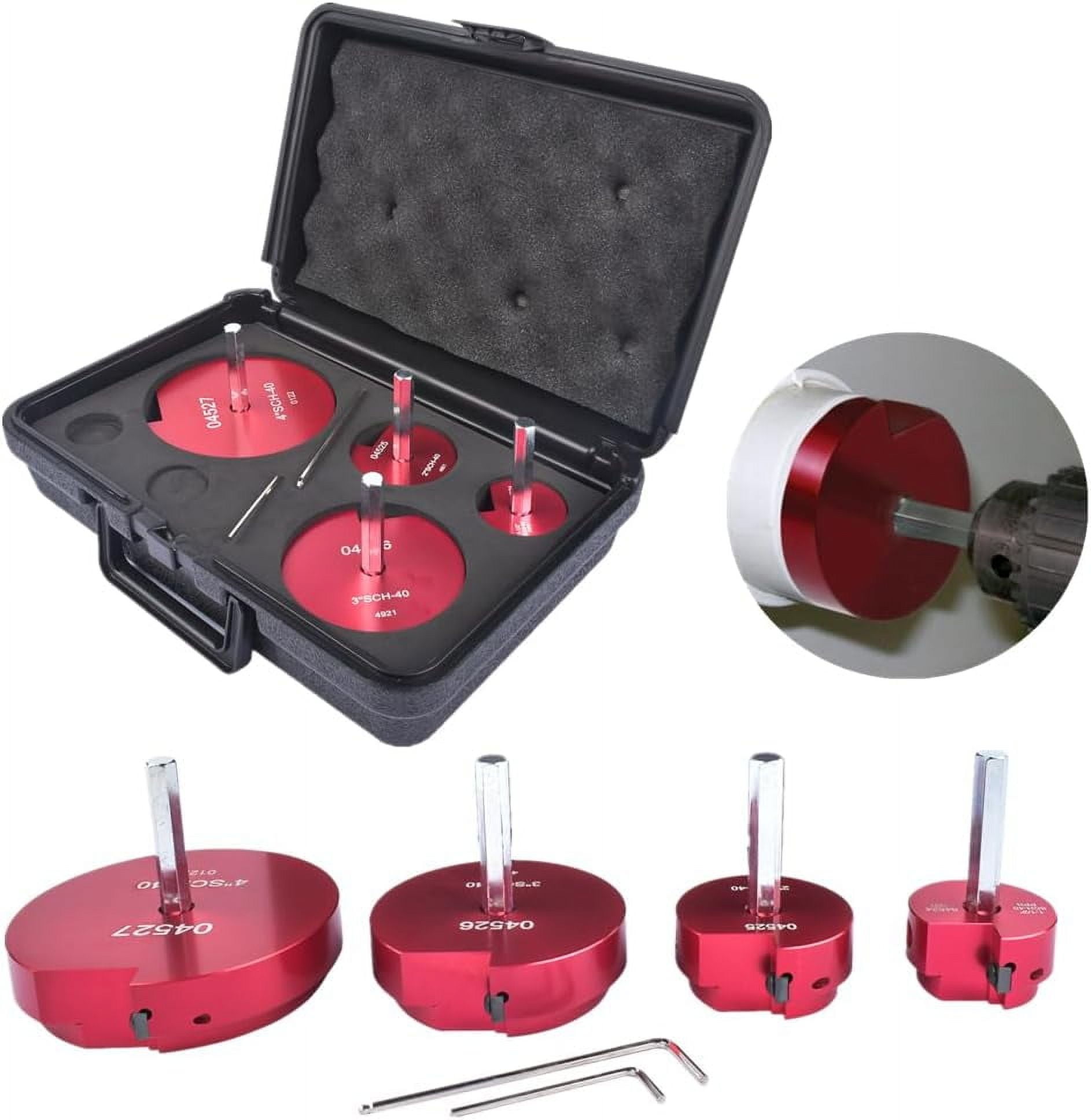 04528 for PPRK4 Plastic Pipe Fitting Reamer Kit fit into standard 1/2" drills 3/8" Hex PVC Pipe ...