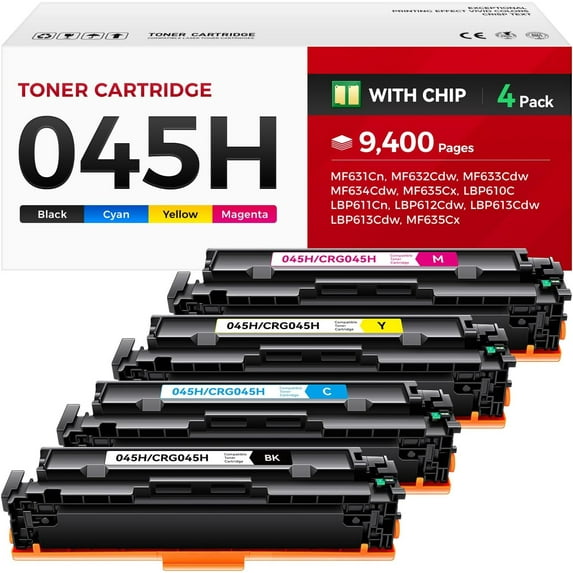 045H Toner Cartridge Set 4-Pack High Yield Replacement for Canon 045 ...