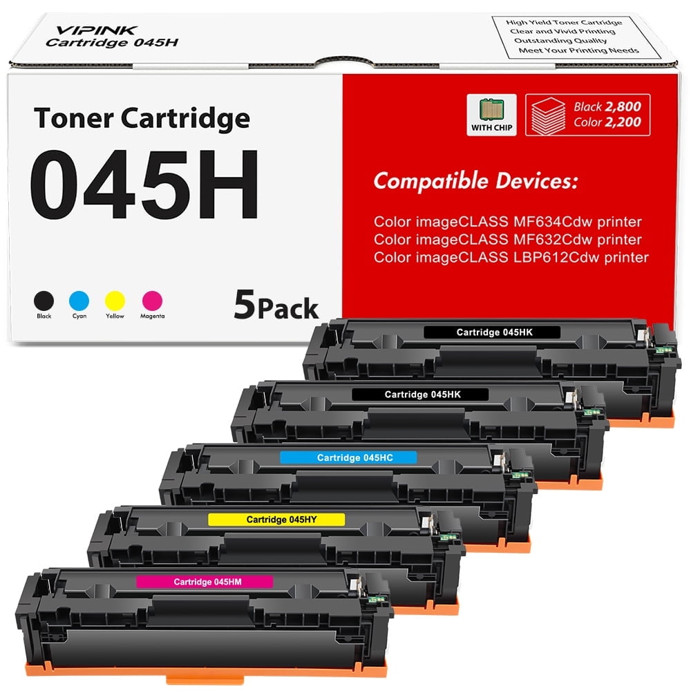 045H Toner Cartridges 045 5-Pack Compatible for Canon 045H CRG 045 for Color image CLASS ...