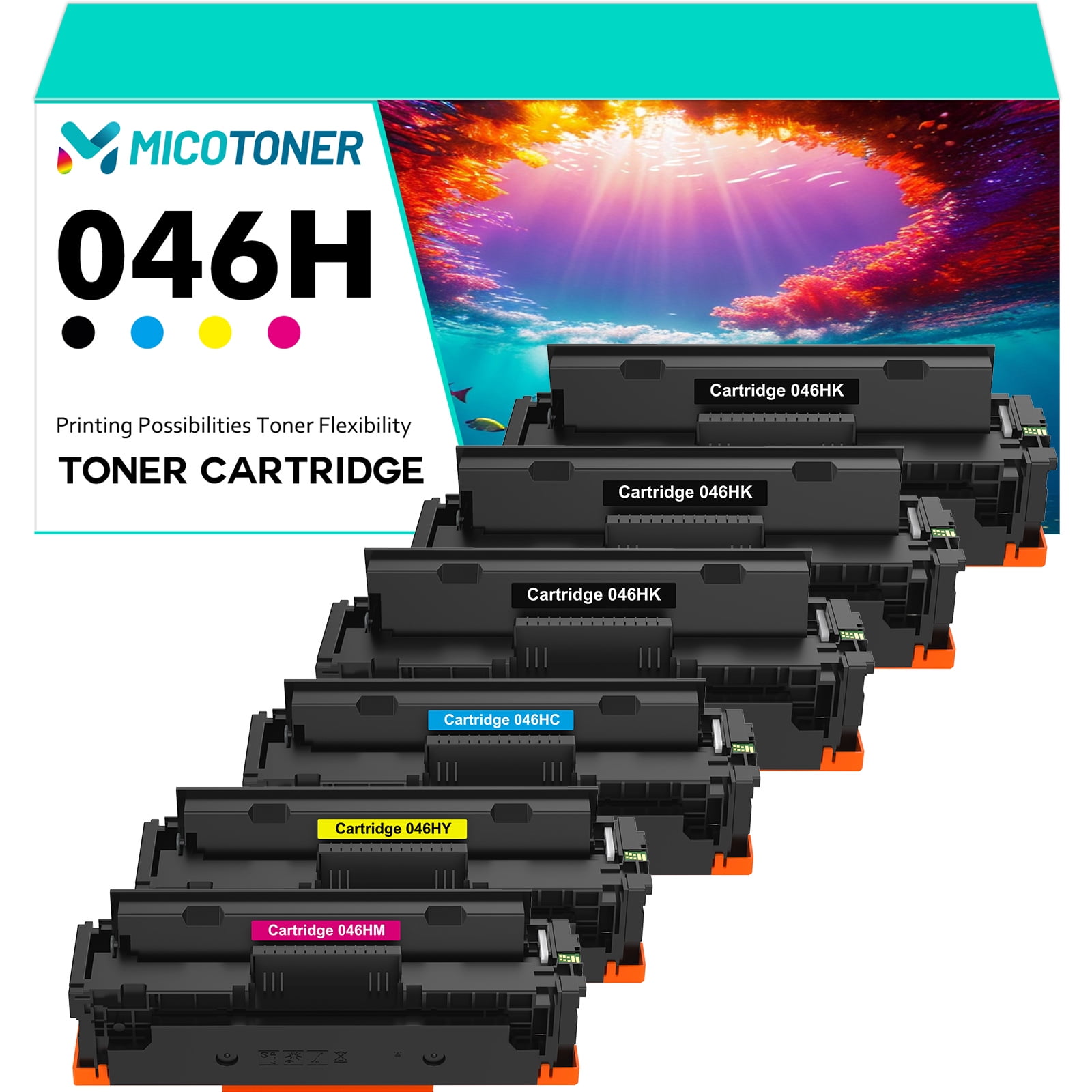 046 046H 6-Pack Compatible Toner Cartridge for Canon 046HK 046H Work ...