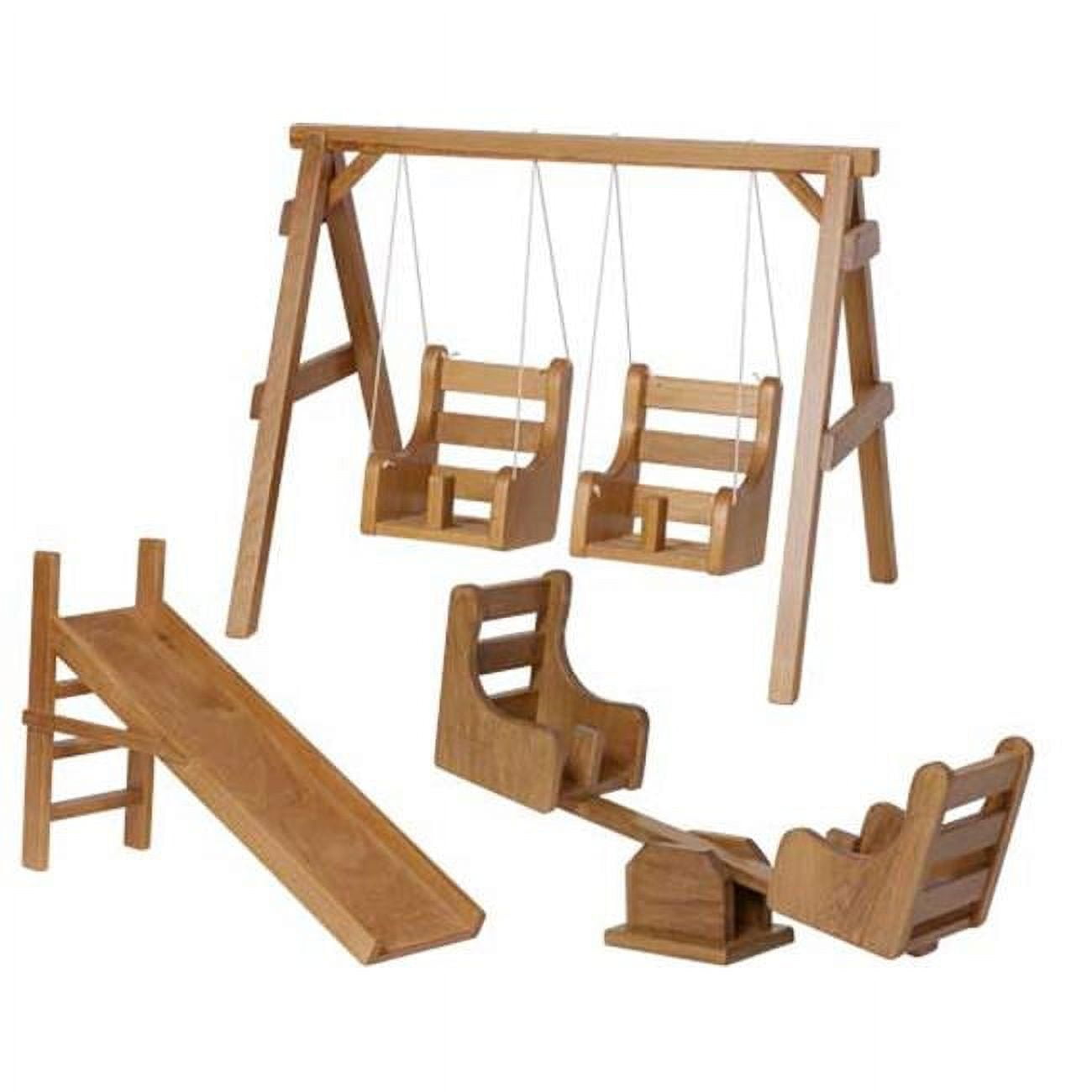 048 H-Set Wooden Swing, Slide & See-Saw Set, Harvest - Walmart.com