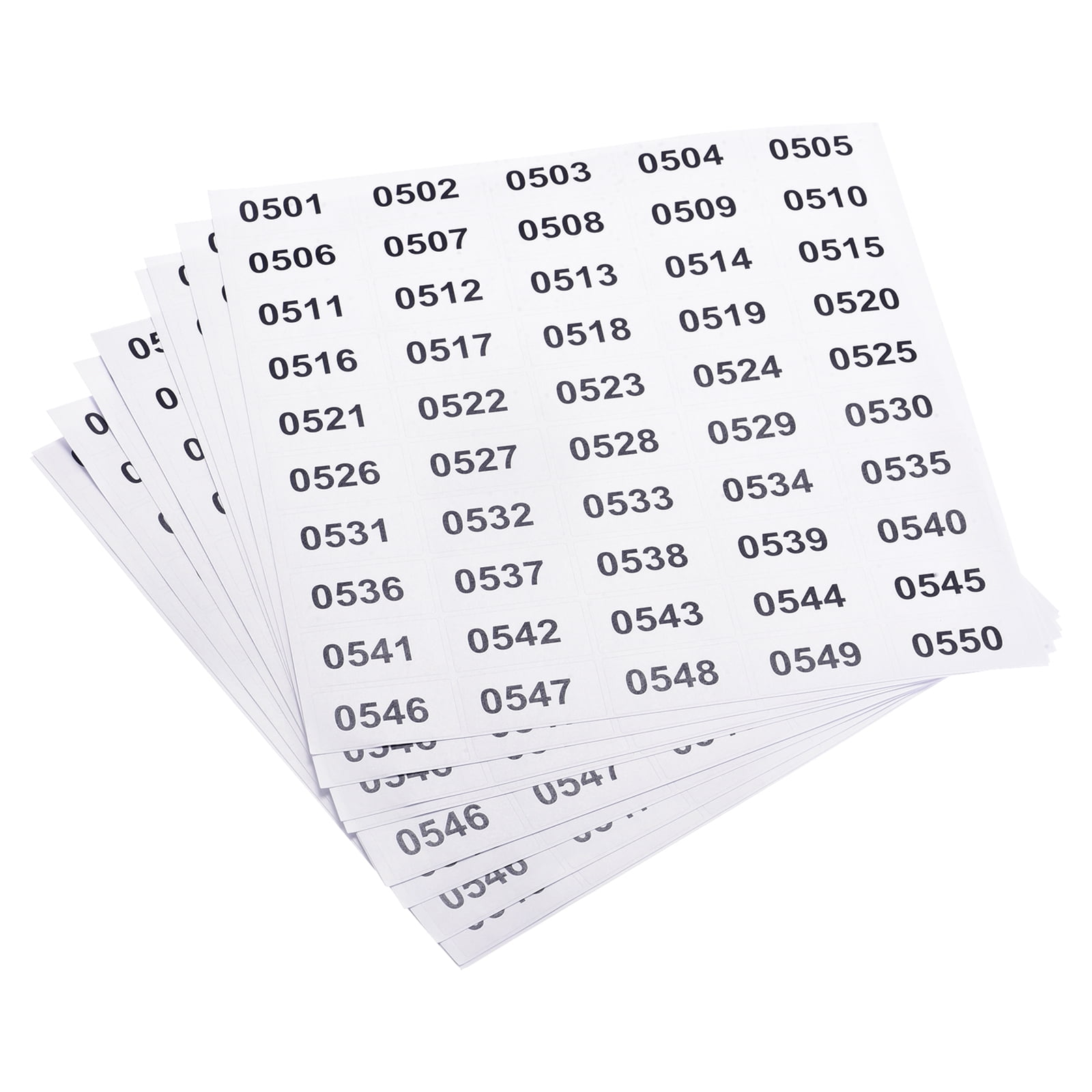 0501 to 0550 Consecutive Number Stickers Inventory Label Sheets for ...