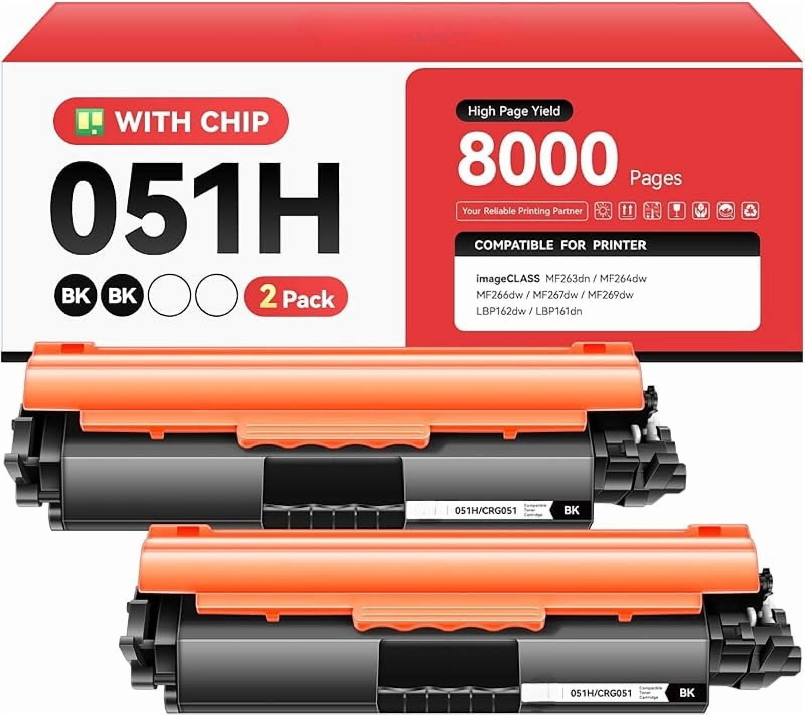 051H Toner Cartridge 2-Pack High Yield with Chip Replacement for Canon ...