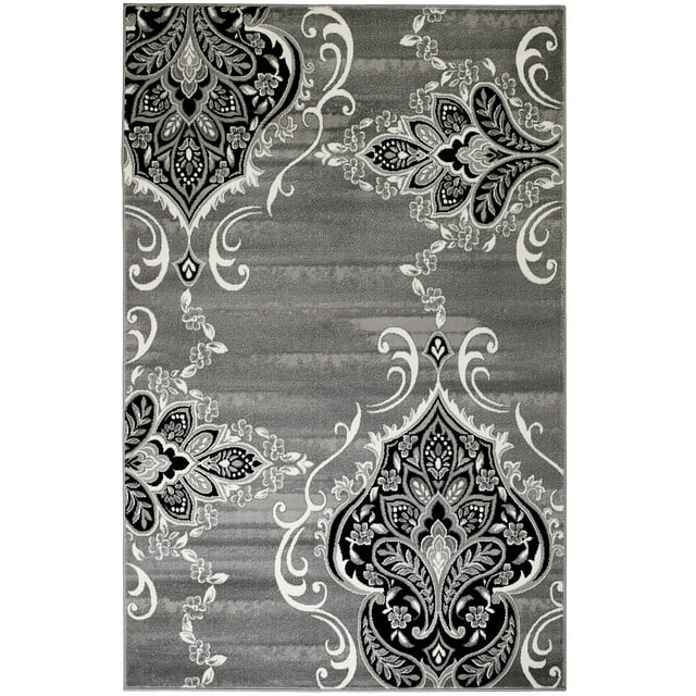 #052 SUM; Gray Damask Area Rug RUG AND DECOR INC. - Walmart.com