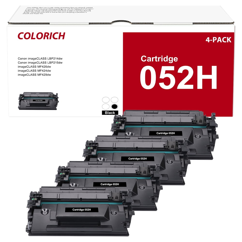 052H Toner Cartridge 4-Pack Black Compatible Replacement for Canon 052H ...