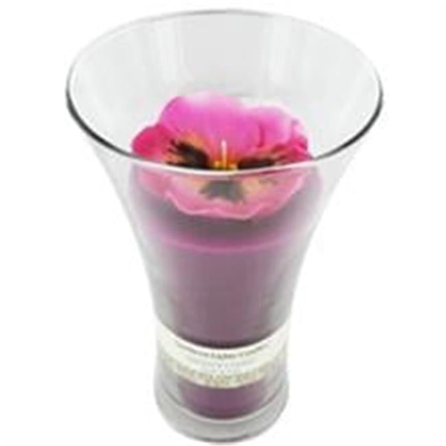053212544060 Pink Daisy Flower Flared Glasss with Vase Candle - 5.25 x ...