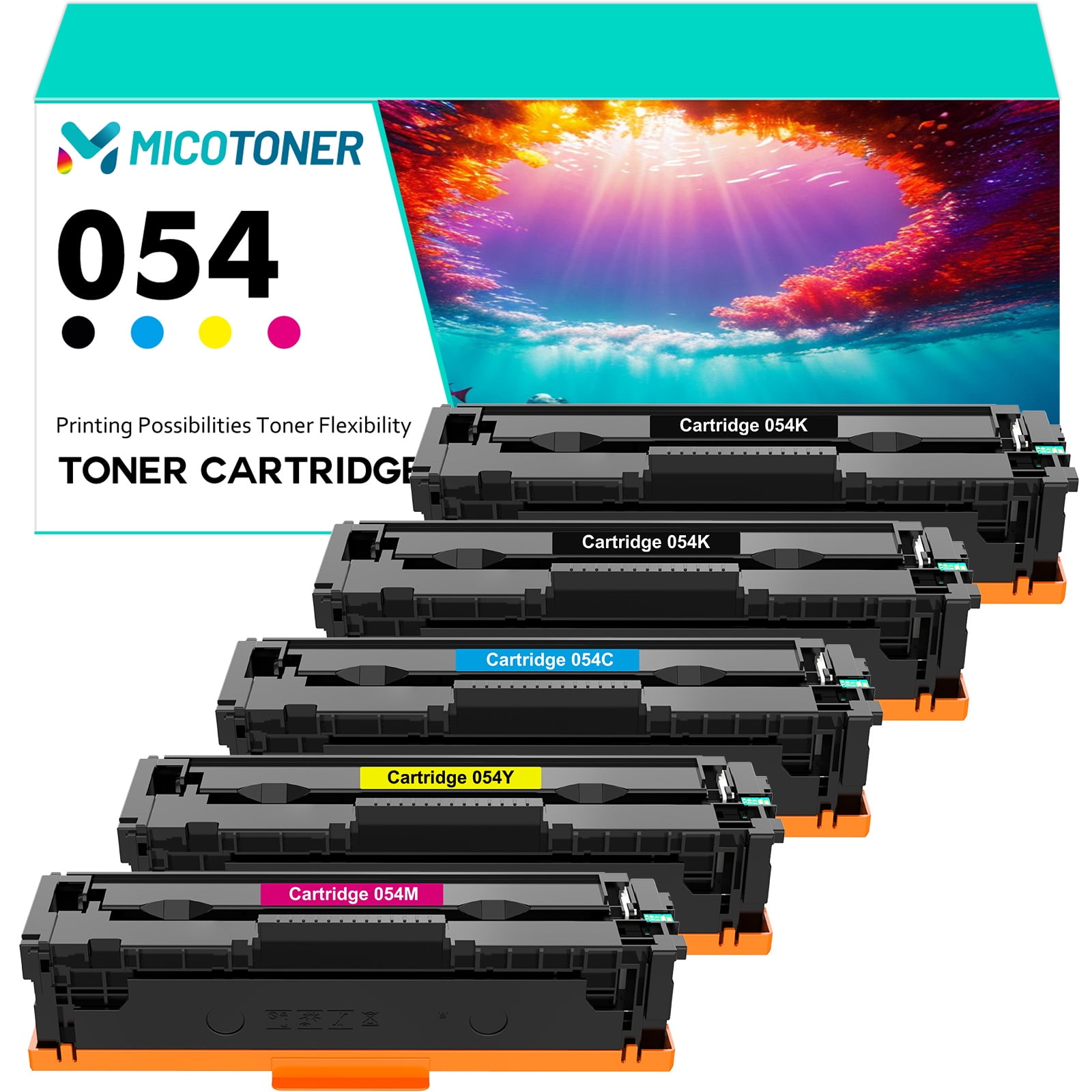 054 054H 5-Pack Compatible Toner Cartridge with Chip for Canon 054 ...