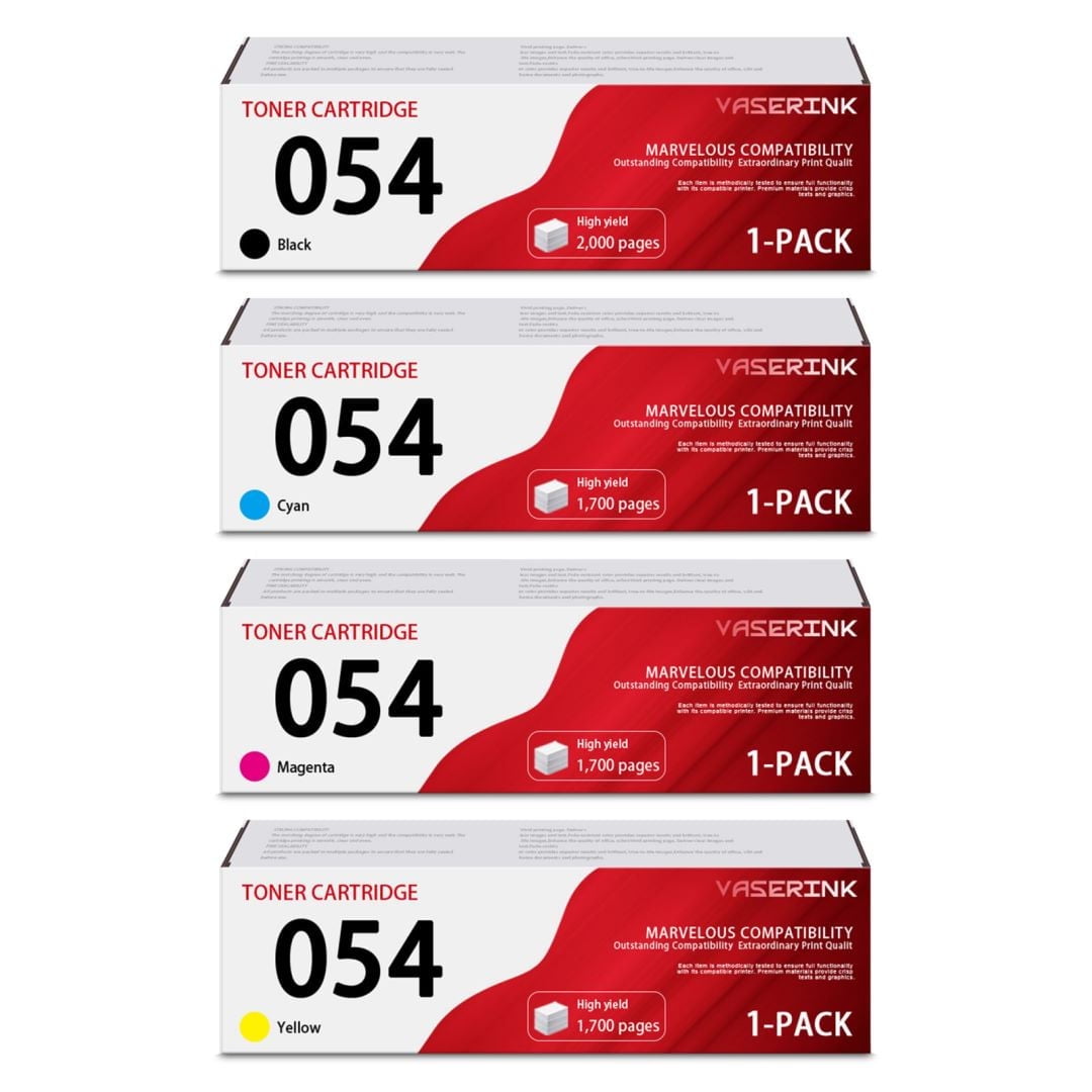 Canon 054 Toner Cartridge 4 Pack-BK/C/M/Y for ImageCLASS MF641Cdw MF642Cdw MF644Cdw LBP622Cdw ...