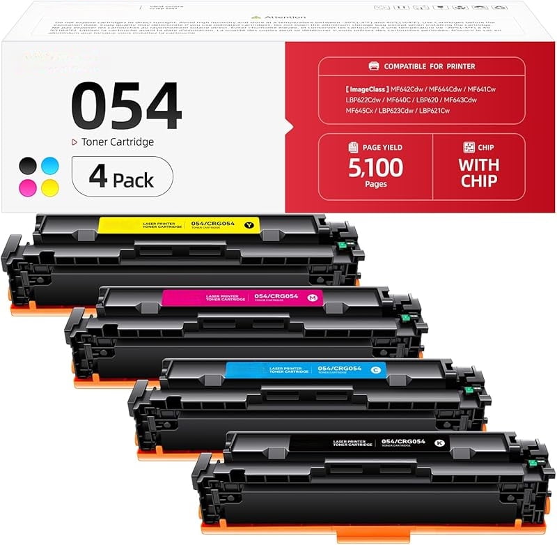 054 Toner Cartridge Set 4-Pack Replacement for Canon 054 CRG-054 054H ...