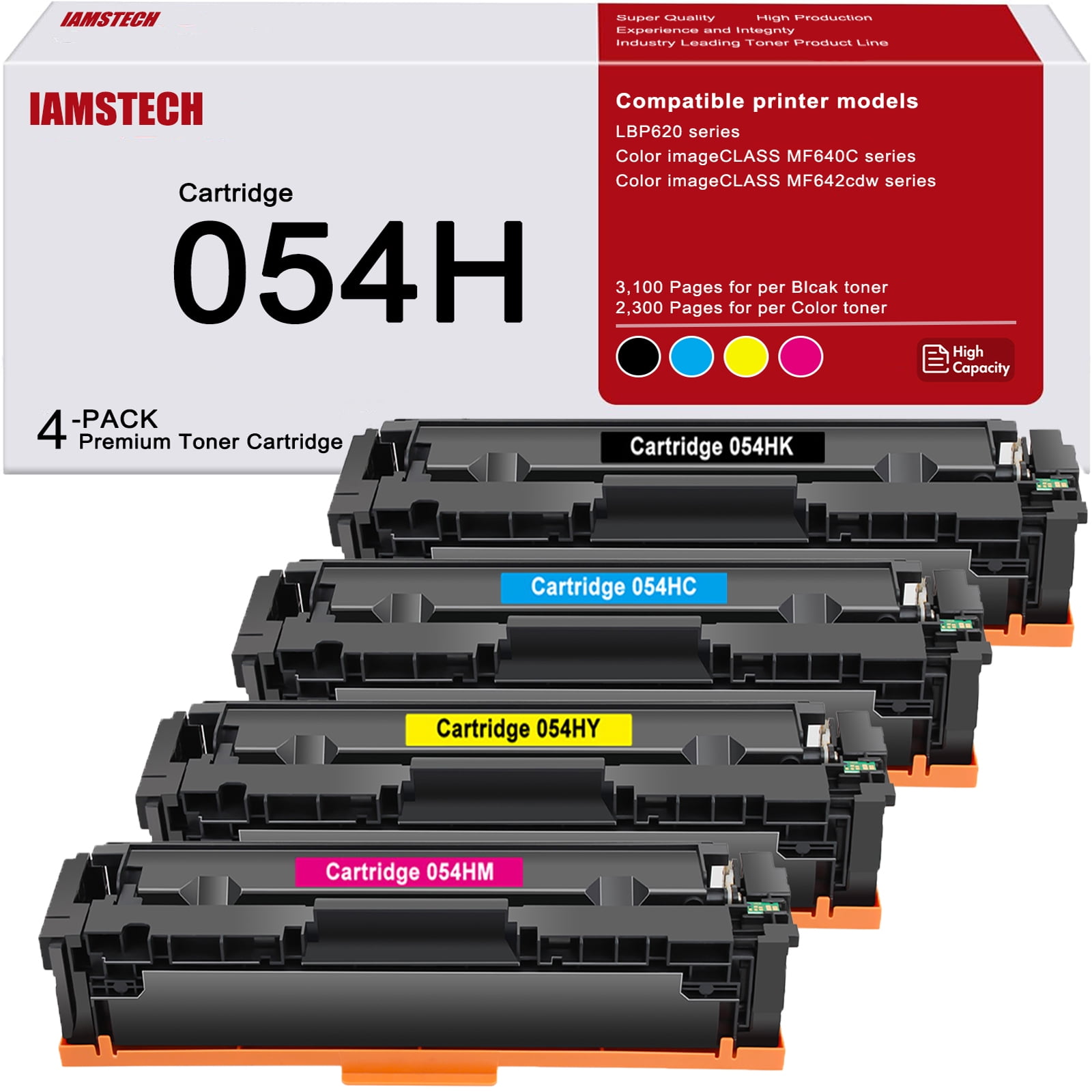 054H 054 4-Pack Toner Cartridge Compatible for Canon 054H 054 CRG-054H ...