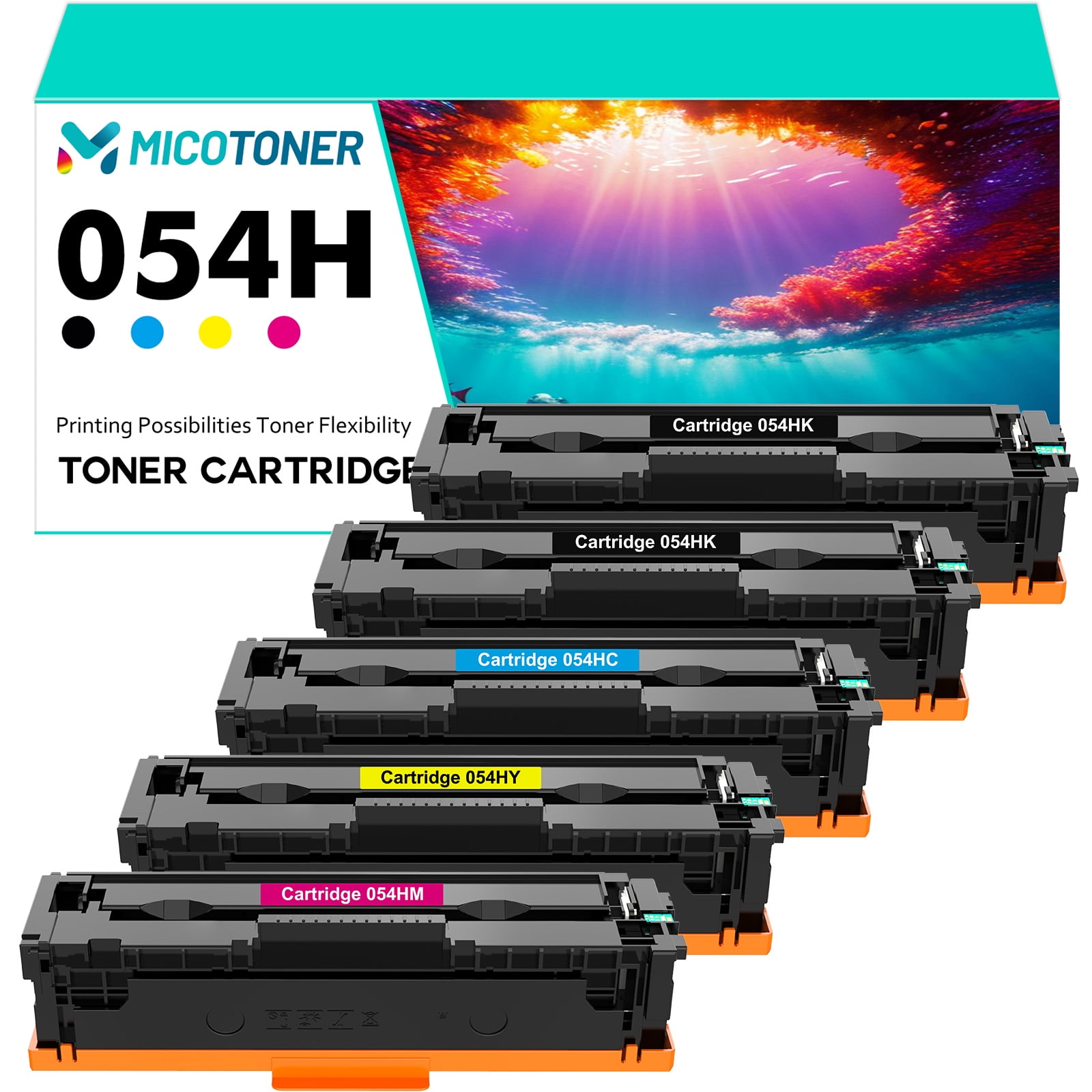 054H 054 5-Pack Compatible Toner Cartridge with Chip for Canon 054H ...