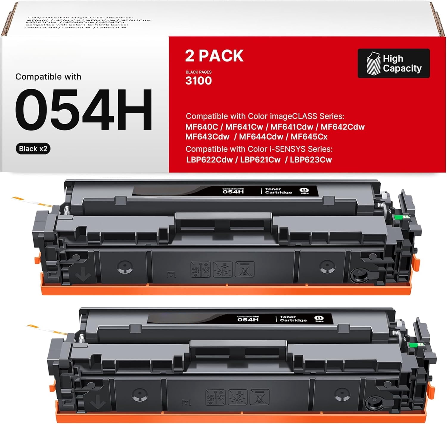 054H 054 Black Toner Cartrige: 2 Pack Replacement for Canon 054H 054 ...