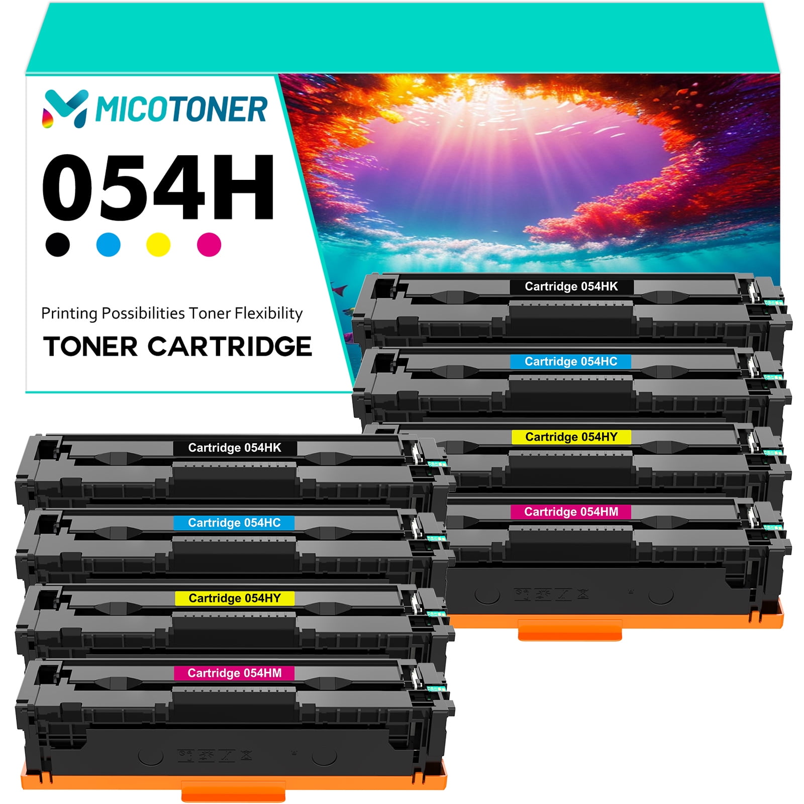 054H CRG054H 8-Pack Compatible Toner Cartridge with Chip for Canon 054H ...