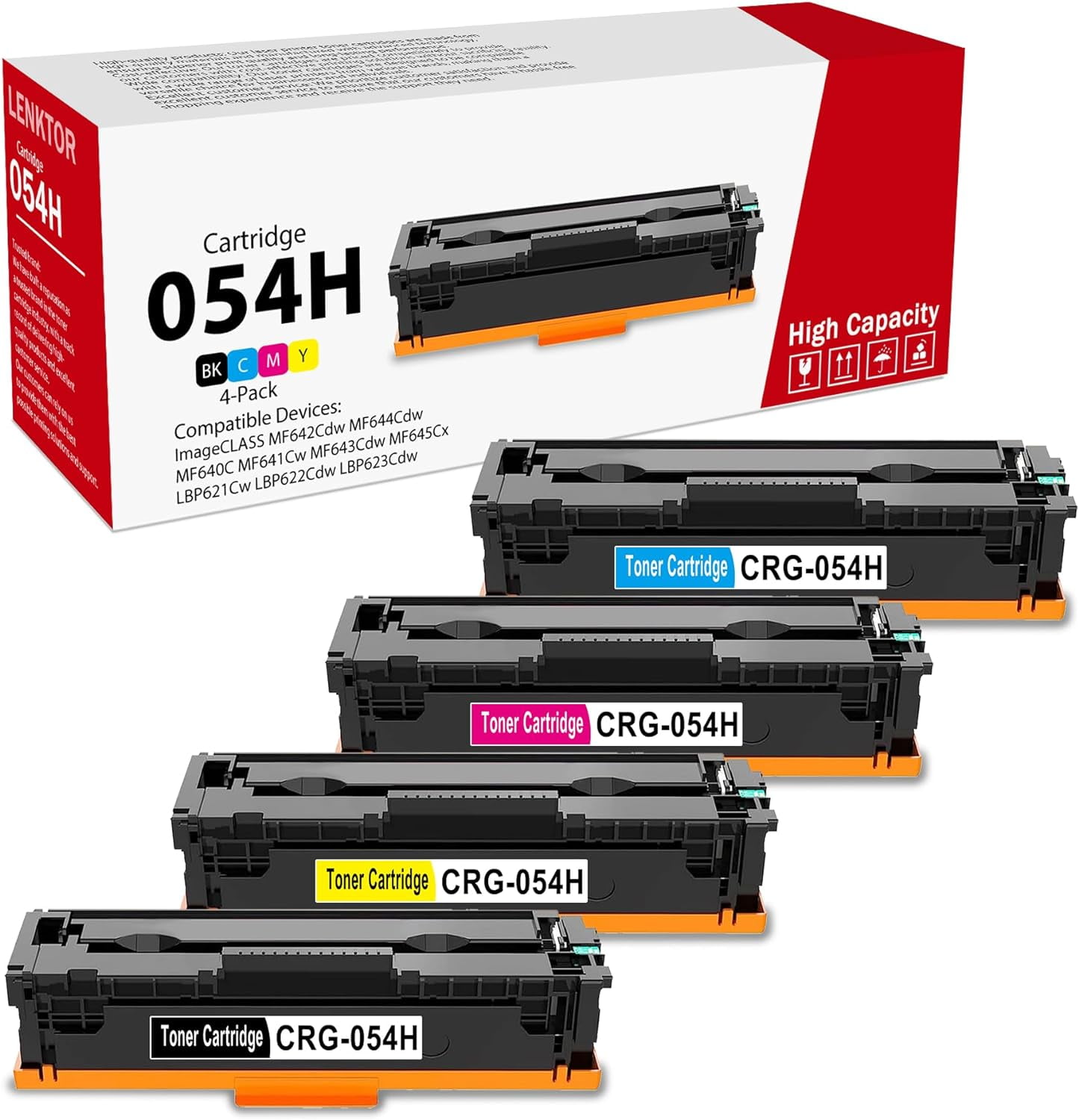 054H Toner Cartridge 4-Pack Black Cyan Magenta Yellow Replacement for ...
